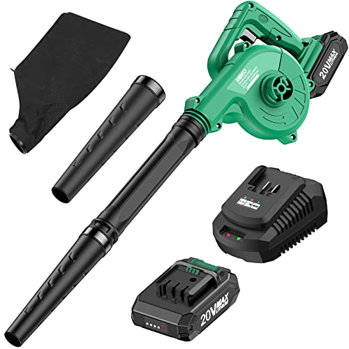 KIMO Cordless Leaf Blower & Vacuum, 2-IN-1 20V Leaf Blower Cordless with Battery and Charger, 150CFM Lightweight Mini Cordless Leaf Vacuum, Handheld Electric Blowers for Lawn Care /Dust/Pet Hair