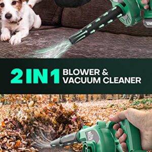 KIMO Cordless Leaf Blower & Vacuum, 2-IN-1 20V Leaf Blower Cordless with Battery and Charger, 150CFM Lightweight Mini Cordless Leaf Vacuum, Handheld Electric Blowers for Lawn Care /Dust/Pet Hair