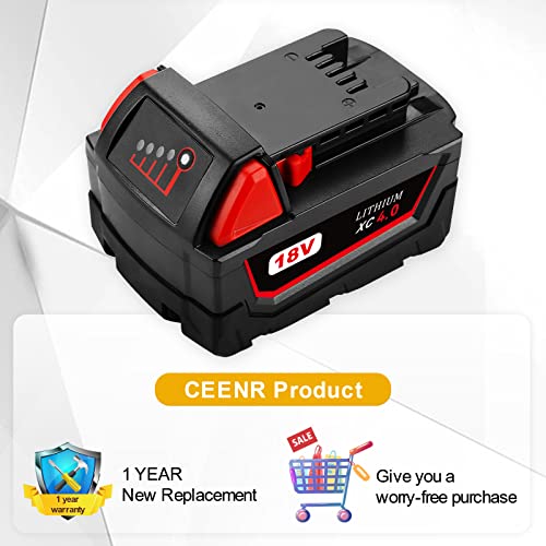 CEENR 2Pack 4000mAh M 18 Batteries Replacement for Milwaukee 18V Battery XC 48-11-1862 48-11-1840 48-11-1815 48-11-1820 48-11-1850 Lithium-ion Compatible with Milwaukee 18-Volt Tools Batteries