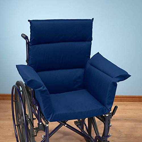 Comfort Finds Pressure Reducing Chair Cushion – Wheelchair, Armchair, Patio Chair Cushion – Generous Sized, Washable, Polyester/Cotton Surface (Navy)