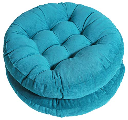 Tiita Floor Cushions Blue Seat Cushion Pillows 22"x22" Round Outdoor/Indoor Windows Pad for Patio Garden Hanging Chairs Set of 2