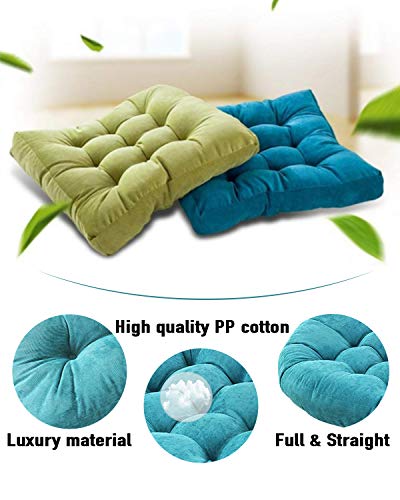 Tiita Floor Cushions Blue Seat Cushion Pillows 22"x22" Round Outdoor/Indoor Windows Pad for Patio Garden Hanging Chairs Set of 2