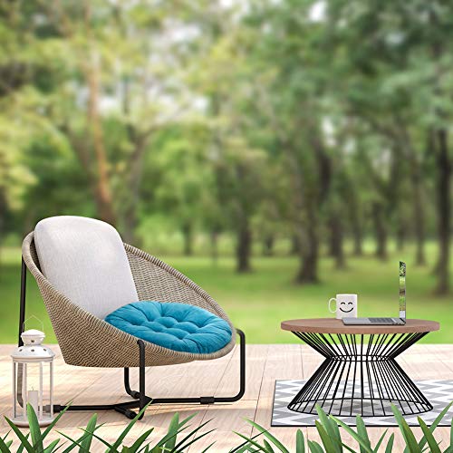 Tiita Floor Cushions Blue Seat Cushion Pillows 22"x22" Round Outdoor/Indoor Windows Pad for Patio Garden Hanging Chairs Set of 2