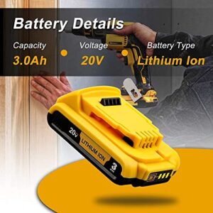 Zuliati Upgraded Compact DCB203 3.0Ah Lithium Battery Replacement for Dewalt 20V Battery DCB206 DCB207 DCB204 DCB201 Compatible with Dewalt 20V MAX Battery DCD/DCF/DCG/DCS Series Power Tools