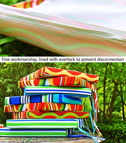 LFNOONE Patio Chair Cushion 17x17 Inch Waterproof Outdoor Seat Cushions Color Fastness High-Density Sponge for Patio Furniture Garden Sofa Couch Chair Pads Color Ripple Pattern Set of 4