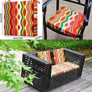 LFNOONE Patio Chair Cushion 17x17 Inch Waterproof Outdoor Seat Cushions Color Fastness High-Density Sponge for Patio Furniture Garden Sofa Couch Chair Pads Color Ripple Pattern Set of 4