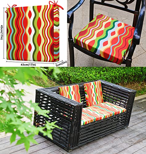 LFNOONE Patio Chair Cushion 17x17 Inch Waterproof Outdoor Seat Cushions Color Fastness High-Density Sponge for Patio Furniture Garden Sofa Couch Chair Pads Color Ripple Pattern Set of 4