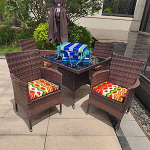 LFNOONE Patio Chair Cushion 17x17 Inch Waterproof Outdoor Seat Cushions Color Fastness High-Density Sponge for Patio Furniture Garden Sofa Couch Chair Pads Color Ripple Pattern Set of 4