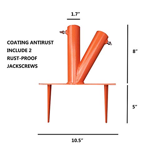 Hi-Flame Outdoor Lawn Umbrella Stand Steel Parasol Holder with 2 Positions for Park, Patio, Beach, Orange