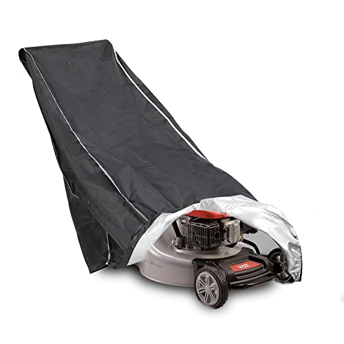 Lawn Mower Cover Black, 600D Polyester Oxford Push Mower Tarp, Outdoors Lawn Mower Accessories Anti Dust Snow UV Protect Cover - Universal Fit 86L x 25W x 39H inch