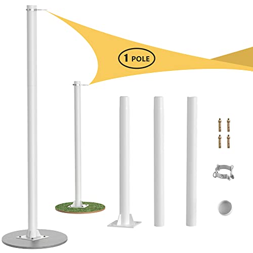 AZAP Shade Sail Poles,10ft Heavy Duty Sun Shade Poles with 3-Corner Brace Base, D-Ring Clamp, Section Poles, Poles for Sun Shades Outdoor(1 Pack)