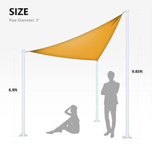 AZAP Shade Sail Poles,10ft Heavy Duty Sun Shade Poles with 3-Corner Brace Base, D-Ring Clamp, Section Poles, Poles for Sun Shades Outdoor(1 Pack)