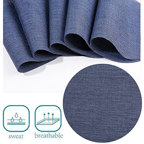 XINYUN Oval Place Mats Indoor Set of 6 Washable Navy Blue Kitchen Table Placemats Vinyl Woven Patio Table Mats Heat Resistant Non Slip Decorate for Outdoor Garden Picnic Beach Dining Table