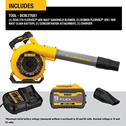 DEWALT FLEXVOLT 60V MAX Blower, Brushless, Handheld, 3-Ah Battery (DCBL770X1)