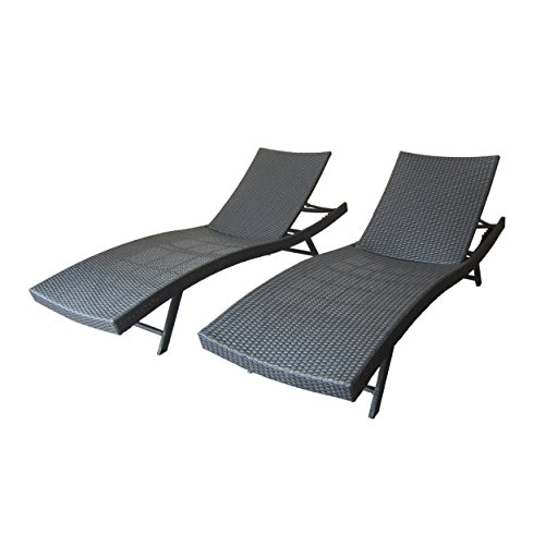 Christopher Knight Home Arthur | Outdoor Wicker Chaise Lounges | Set of 2 | in Grey