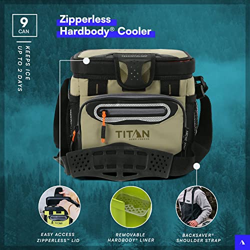 Arctic Zone Titan Deep Freeze Cooler - 9 Can Zipperless Hardbody Cooler - Deep Freeze Insulation, HardBody Liner, and SmartShelf