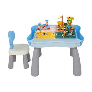 kids activity table set, multi activity table set with storage area, 300pcs building blocks