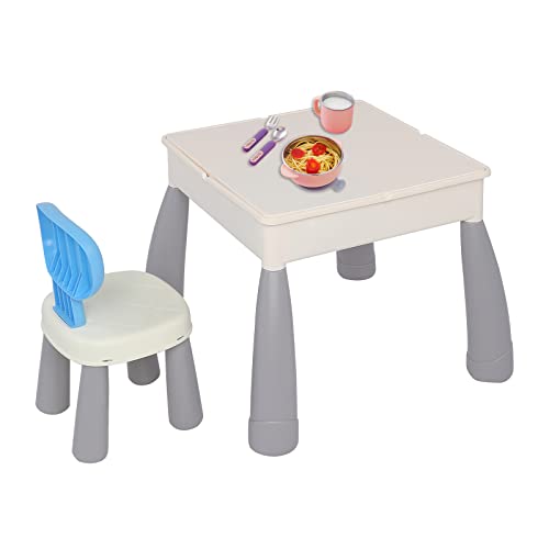 Kids Activity Table Set, Multi Activity Table Set with Storage Area, 300PCS Building Blocks