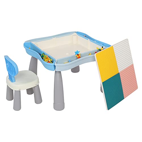 Kids Activity Table Set, Multi Activity Table Set with Storage Area, 300PCS Building Blocks