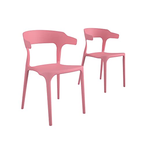 Novogratz Poolside Collection, Felix Stacking Dining Chairs, Indoor/Outdoor, 2-Pack, Pink