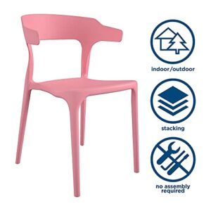 Novogratz Poolside Collection, Felix Stacking Dining Chairs, Indoor/Outdoor, 2-Pack, Pink