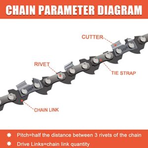 2Pack 14" Chainsaw Chain 3/8" Pitch .043" Gauge 52DL for Echo CS2511T RYOBI RY40502 RY40503 40v E-GO CS1401 CS1400 CS1403 Wo-rx WG384 Husq H38-52 120i 136Li 436Li 535iXP 536LiXP T535iXP T536LiXP