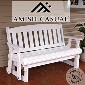 CAF Amish Heavy Duty 800 Lb Mission Pressure Treated Porch Glider (5 Foot, Semi-Solid White Stain)