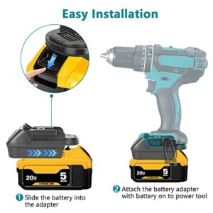 KUNLUN DM18M Battery Adapter for Makita 18V Tools Convert for Dewalt 20V Battery & Milwaukee M18 18V Battery to Makita 18V Battery BL1830 BL1840 BL1850 with USB Charging Port(Bare Adapter Only)