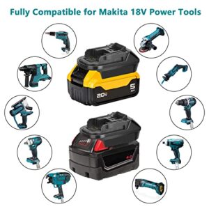 KUNLUN DM18M Battery Adapter for Makita 18V Tools Convert for Dewalt 20V Battery & Milwaukee M18 18V Battery to Makita 18V Battery BL1830 BL1840 BL1850 with USB Charging Port(Bare Adapter Only)