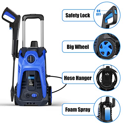 Electric Pressure Washer,3500PSI Power Pressure Washer, 2.5GPM Pressure Washer High Pressure Washer Cleaner with Spray Gun, Brush, and Two Kind Adjustable Spray Nozzle, Blue