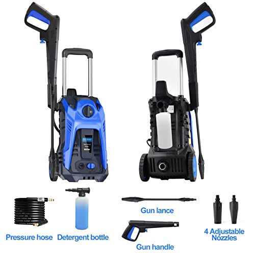 Electric Pressure Washer,3500PSI Power Pressure Washer, 2.5GPM Pressure Washer High Pressure Washer Cleaner with Spray Gun, Brush, and Two Kind Adjustable Spray Nozzle, Blue