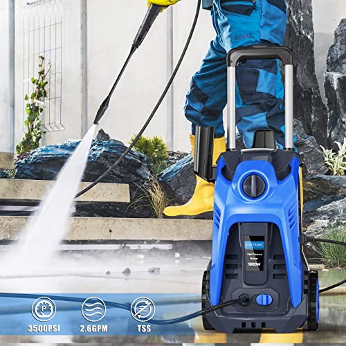 Electric Pressure Washer,3500PSI Power Pressure Washer, 2.5GPM Pressure Washer High Pressure Washer Cleaner with Spray Gun, Brush, and Two Kind Adjustable Spray Nozzle, Blue