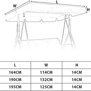 KFJZGZZ Swing Canopy Replacement Porch Top Cover,Universal Garden Swing Seat Canopy Replacement Waterproof 2 & 3 Seater Outdoor Patio Hammock Cover Sun Shelters UV Protection