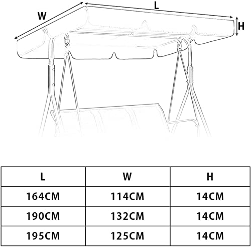 KFJZGZZ Swing Canopy Replacement Porch Top Cover,Universal Garden Swing Seat Canopy Replacement Waterproof 2 & 3 Seater Outdoor Patio Hammock Cover Sun Shelters UV Protection