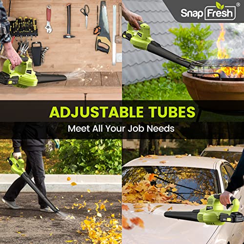 SnapFresh Leaf Blower - 20V Leaf Blower Cordless with Battery & Charger, Electric Leaf Blower for Lawn Care, Battery Powered Leaf Blower Lightweight for Leaf/Snow/Dust Blowing