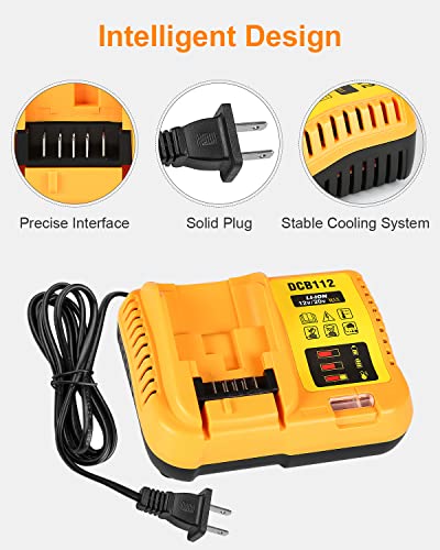 Replacement for Dewalt 20V Battery Charger DCB112, Compatible with Dewalt 12V 20V Max Lithium Battery DCB201 DCB204 DCB205 DCB206 DCB120 DCB127 DCB112 DCB115 DCB118 DCB107 DCB105 DCB102