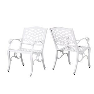 christopher knight home brody outdoor white cast aluminum arm chair (set of 2)