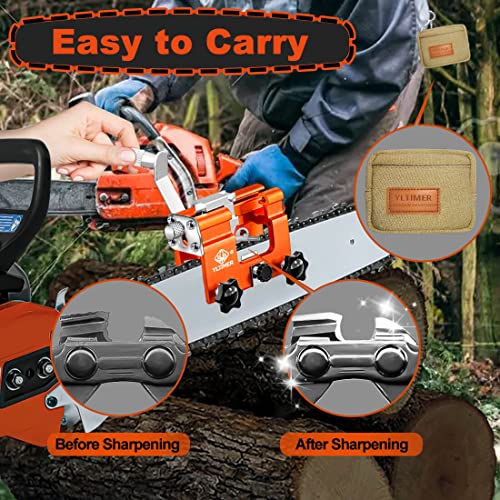 Chainsaw Chain Sharpening Jig, Chainsaw Sharpener Kit with Carrying Bag & Cleaning Brush, Hand-Crank Fast Chain Saw Sharpener Tool for 4"-22" Chain Saws & Electric Saws, Lumberjack, Garden Worker