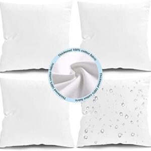 Fixwal 18x18 Inches Outdoor Pillow Inserts Set of 4, Waterproof Decorative Throw Pillows Insert, Square Pillow Form for Patio, Furniture, Bed, Living Room, Garden ( White )