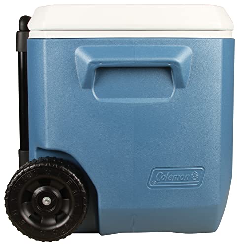 Coleman Portable Cooler with Wheels Xtreme Wheeled Cooler, 50-Quart, Blue/White