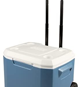 Coleman Portable Cooler with Wheels Xtreme Wheeled Cooler, 50-Quart, Blue/White