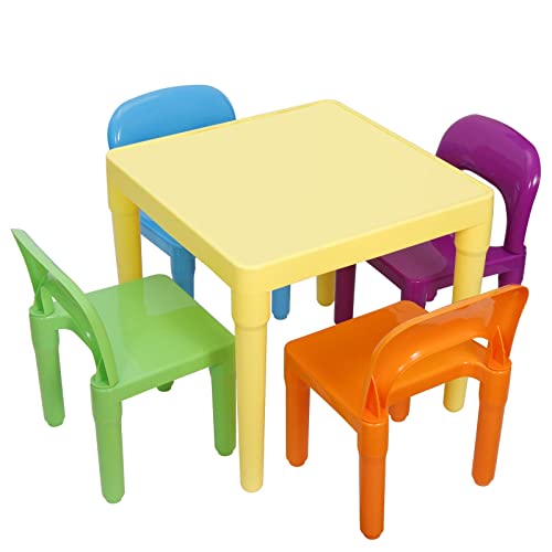 GXK Indoor Activity Outdoor Water Play Kids Table 4 Chair Play Build Table Set