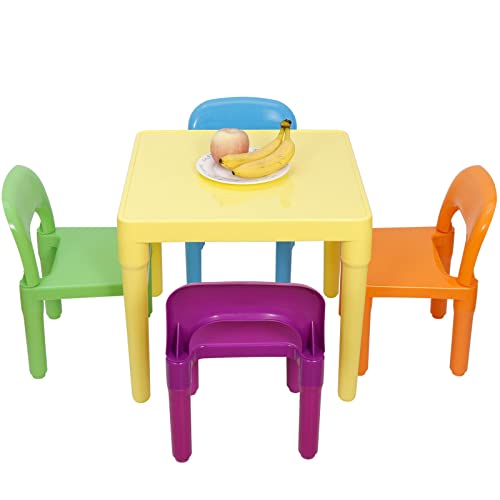 GXK Indoor Activity Outdoor Water Play Kids Table 4 Chair Play Build Table Set