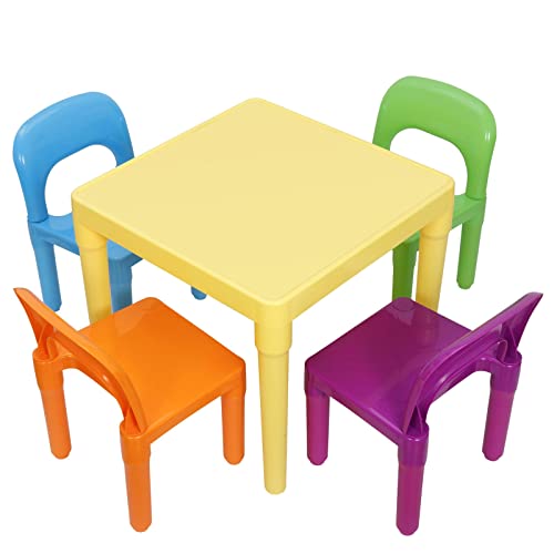 GXK Indoor Activity Outdoor Water Play Kids Table 4 Chair Play Build Table Set