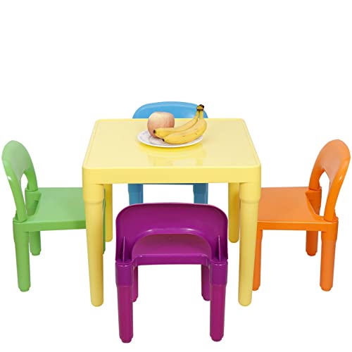 GXK Indoor Activity Outdoor Water Play Kids Table 4 Chair Play Build Table Set