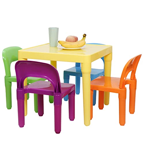 GXK Indoor Activity Outdoor Water Play Kids Table 4 Chair Play Build Table Set