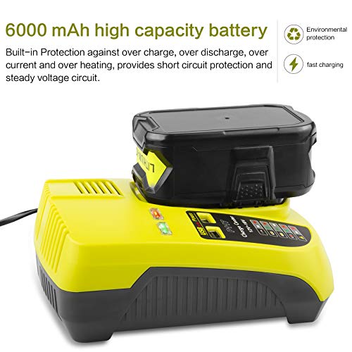 Upgrade 18V 6.0Ah P108 Battery Replacement for Ryobi 18 Volt Battery Lithium P102 P103 P104 P105 P107 P109 P122 Ryobi ONE+ Cordless Drill Tool (2Pack)