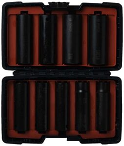 bosch 27286 1/2 in. impact tough deep well socket set, 9-piece,gray