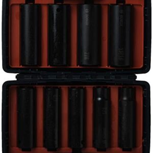 BOSCH 27286 1/2 In. Impact Tough Deep Well Socket Set, 9-Piece,Gray