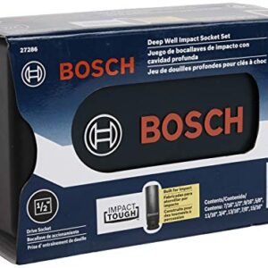 BOSCH 27286 1/2 In. Impact Tough Deep Well Socket Set, 9-Piece,Gray